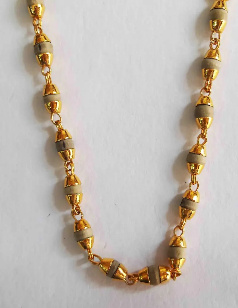 Gold Plated Silver Tulsi Necklace Small Beads